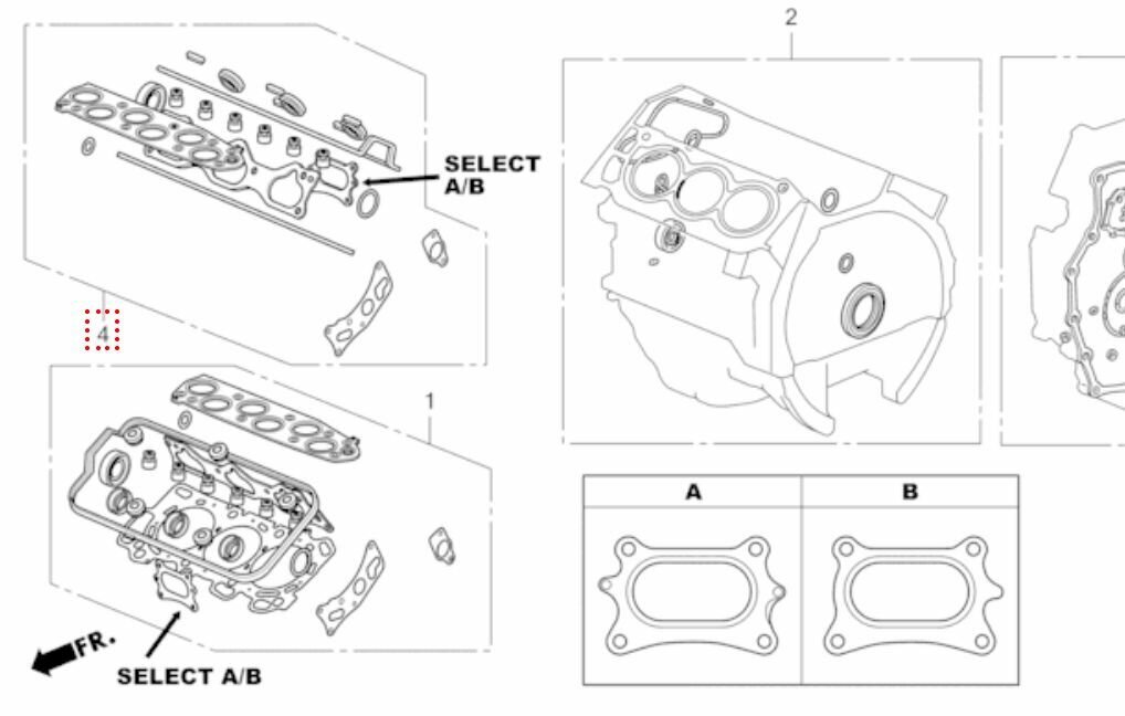 Комплект прокладок задней ГБЦ; Артикул Honda/Acura: 06120R70305 (Оригинал)