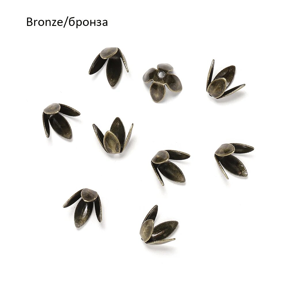 100 шт, подвески St.kunkka, лепестки, золото, серебро Bronze