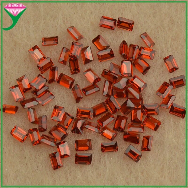 Лабораторные кубические цирконы, красный, багет, 1-3 мм 1.5x3mm(100pcs), Garnet