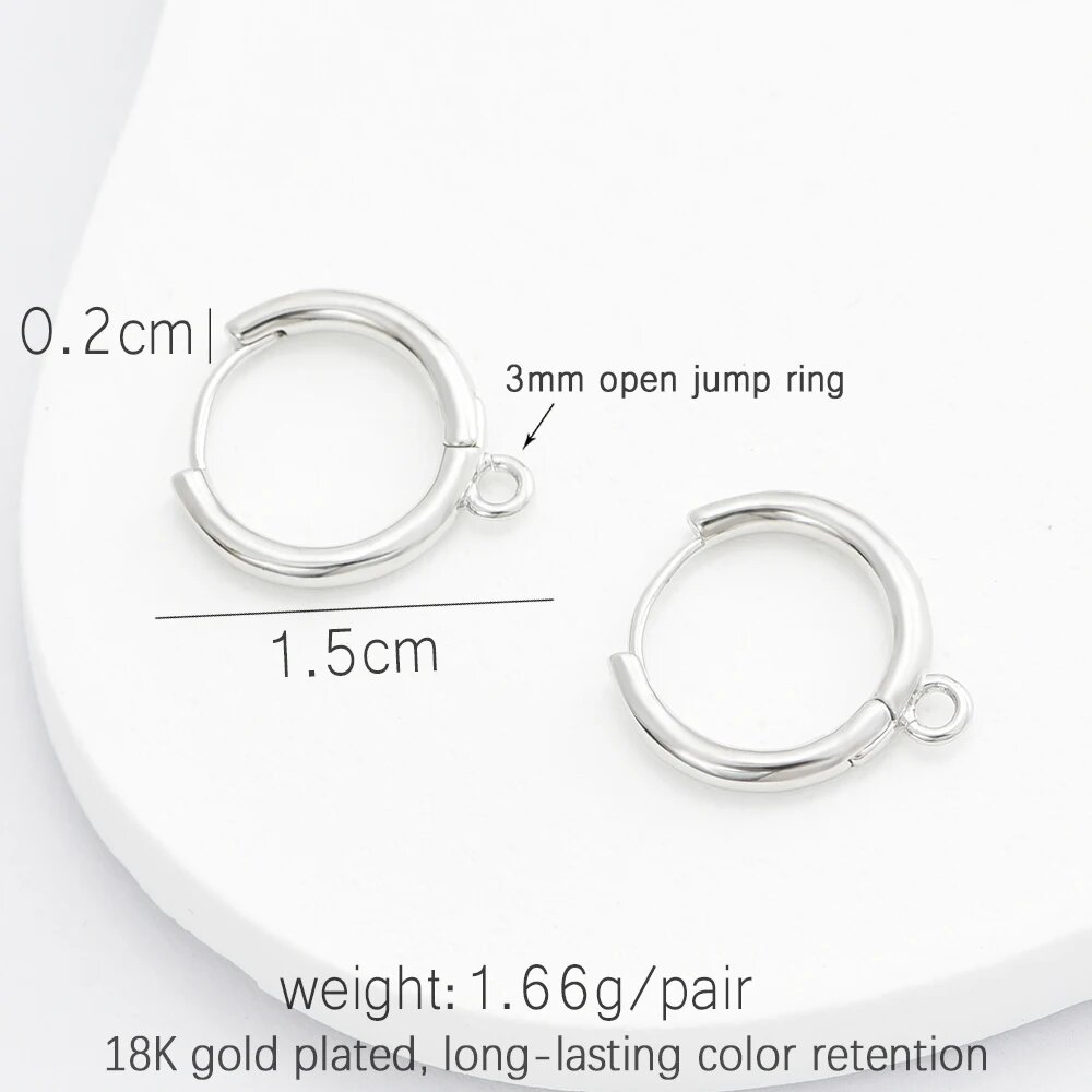 Сережки-кольца 1.5 см, 18K золото, 3 мм jump ring