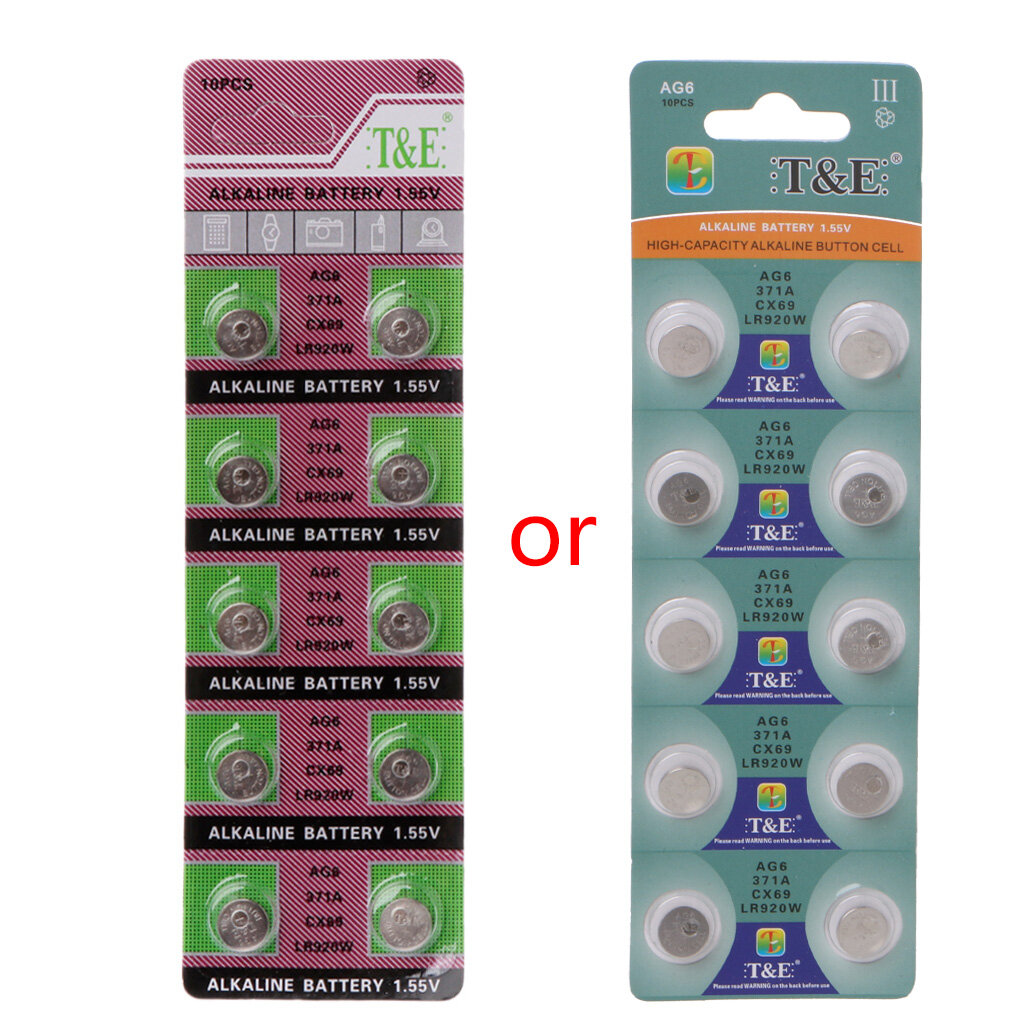 10 Штук Щелочных Аккумуляторов AG6 1.55 В С Кнопочной Ячейкой для монет 371 SR920SW LR920 SR927 171 370 L921 LR69 SR920 Батарейки Для часов