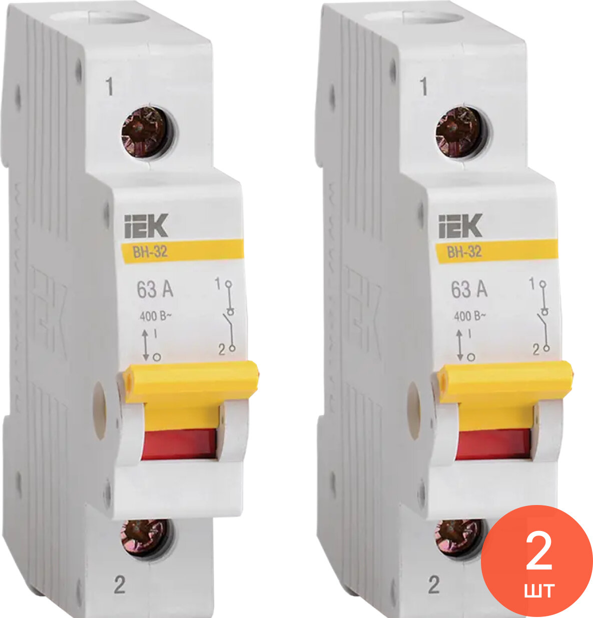 Выключатель нагрузки IEK / ИЭК ВН-32 1P 63A, MNV10-1-063 / рубильник (комплект из 2 шт)