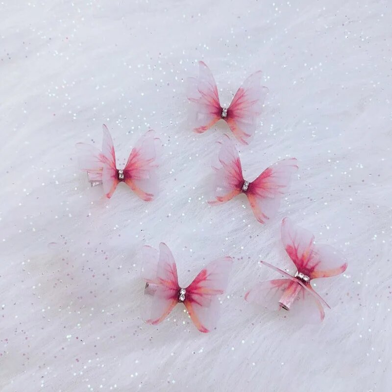 5 шт. сетчатые заколки-бабочки для девочек Розовый, 2