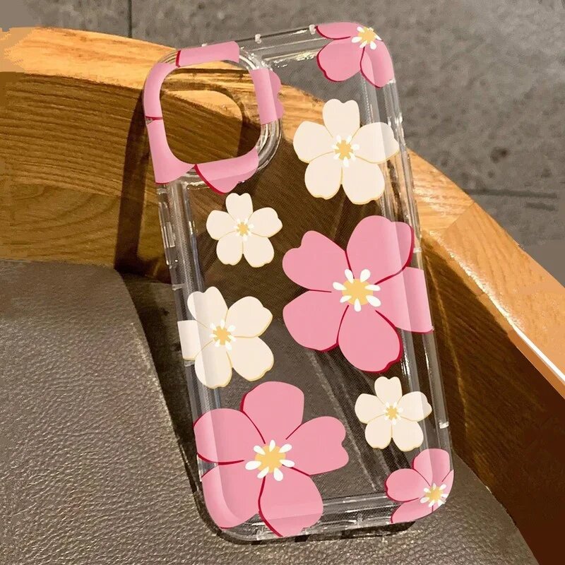 Прозрачный чехол с цветами для iPhone 14