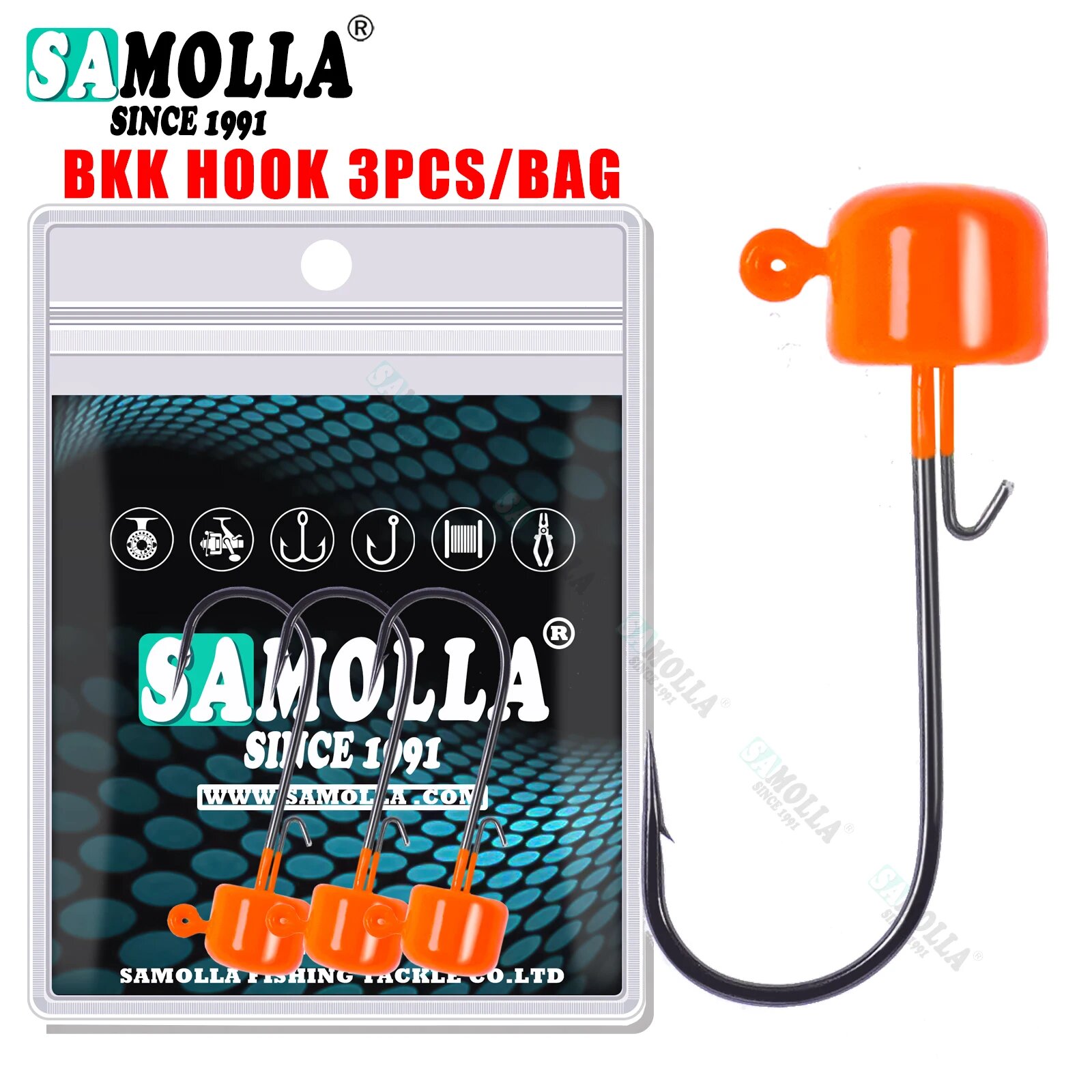 Крючки для мормышек SAMOLLA высокоуглеродистая сталь 1,6-5,8 г Оранжевый, 5.8g, 3pcs
