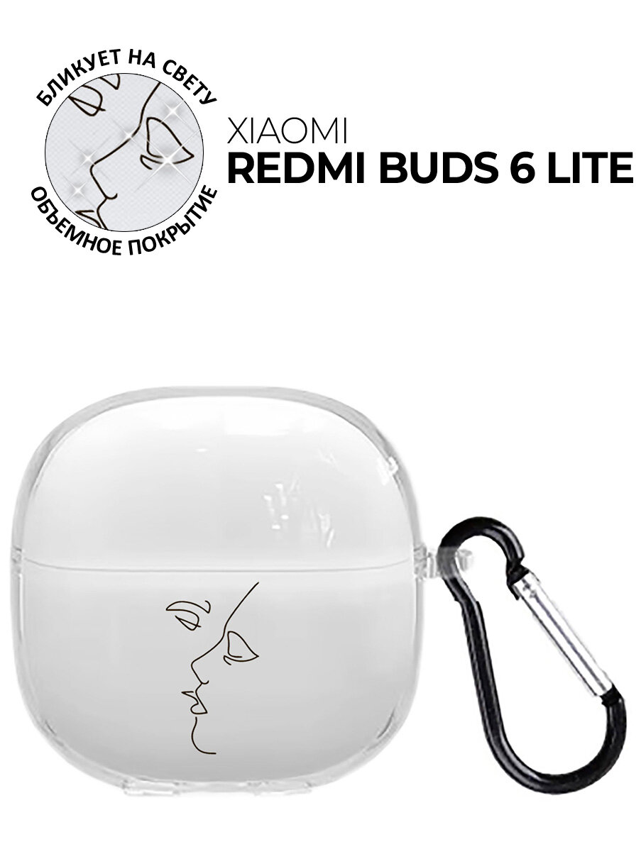 Чехол на Xiaomi Redmi Buds 6 Lite с принтом "Faces" прозрачный