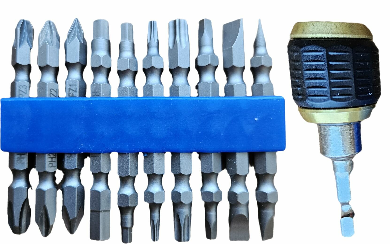 Набор бит двухсторонних10 штук 20 видов с магнитным быстросъёмным держателем