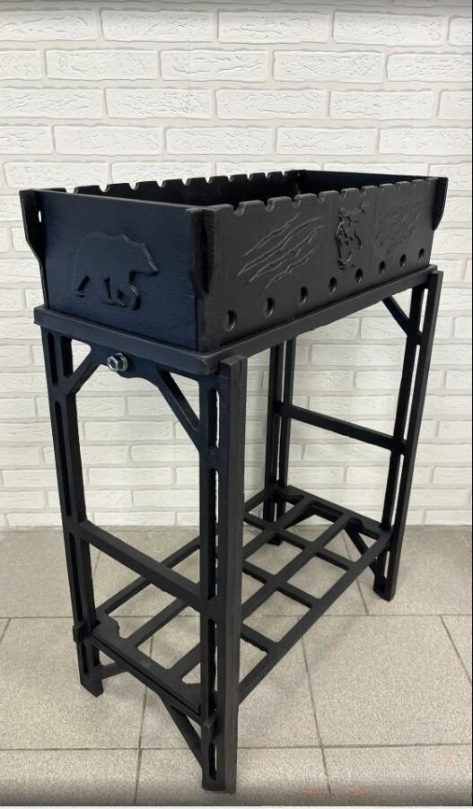 Мангал из чугуна 9мм. Толстостенный усиленный гриль с подставкой. Разборная жаровня