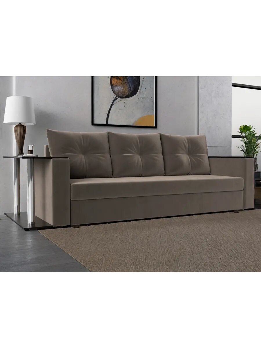 Раскладной прямой диван Атланта Лайт со столом слева