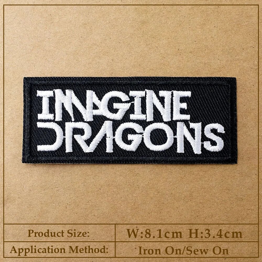 Нашивка Imagine Dragons, черная, 8.1x3.4 см, Iron On/Sew On
