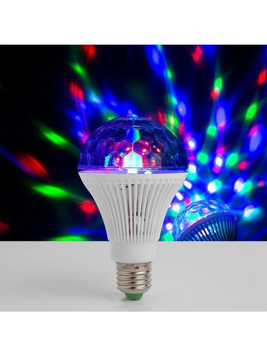 Световой прибор «Мини диско-шар» 8 см, Е27, свечение RGB