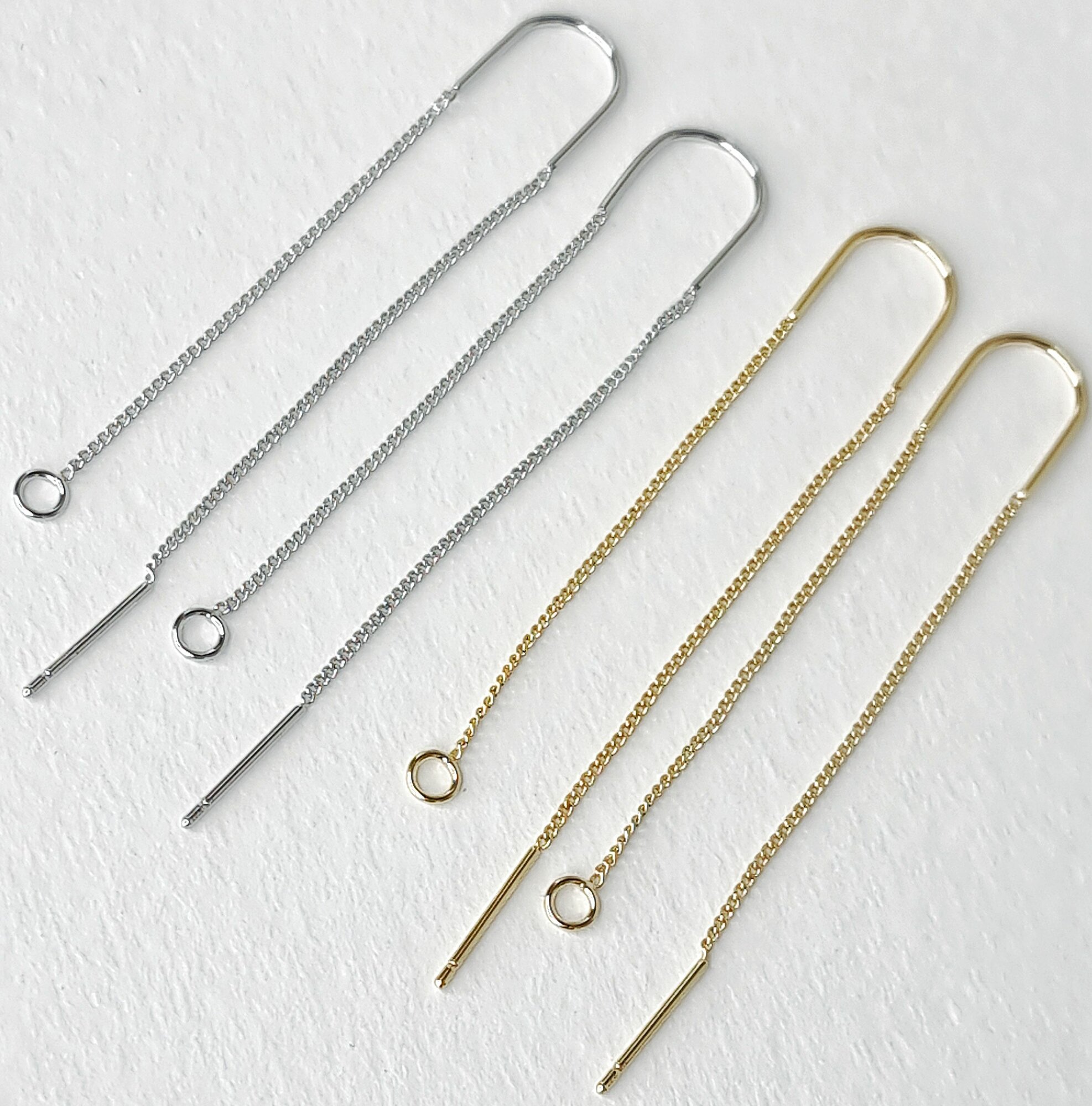 Швензы с тонкими цепочками. 54/62мм. 2 пары. Золото и Родий.