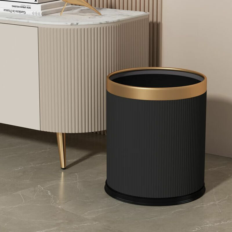 Feida Sanhe Living Room Trash Can, Luxury Gold-Edged, High-End Large Double-Layer, No Lid, for Bedroom, Kitchen, Office, Bathroom, Wastebasket