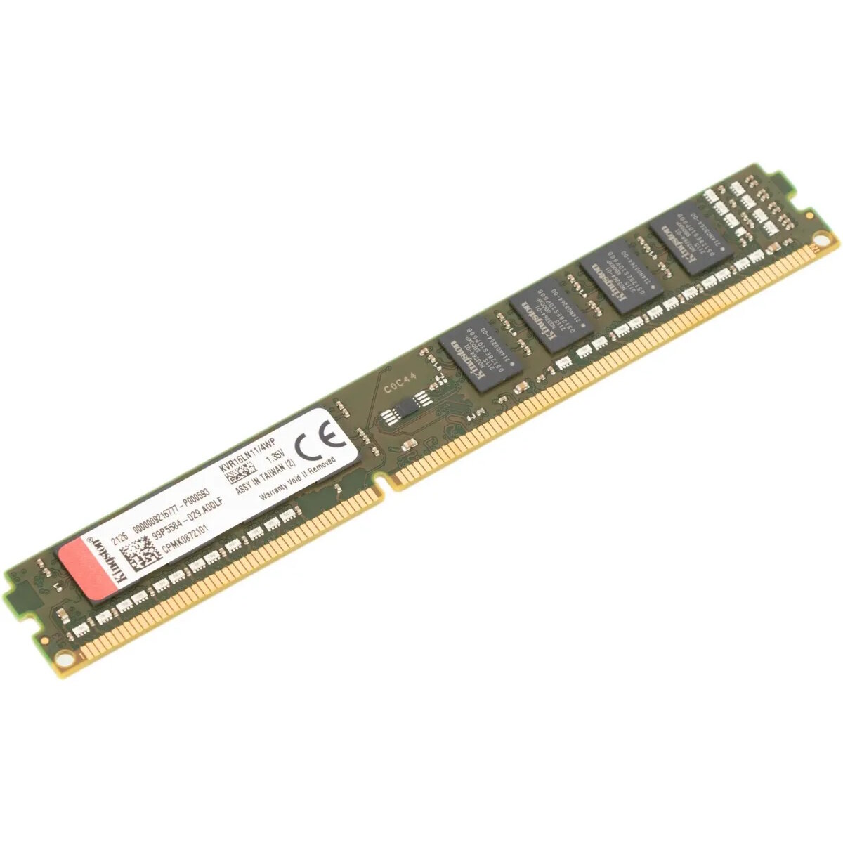 Оперативная память Kingston Valueram 1/KVR16LN11/4WP 4 Гб, DDR3L, DIMM, 1600 МГц