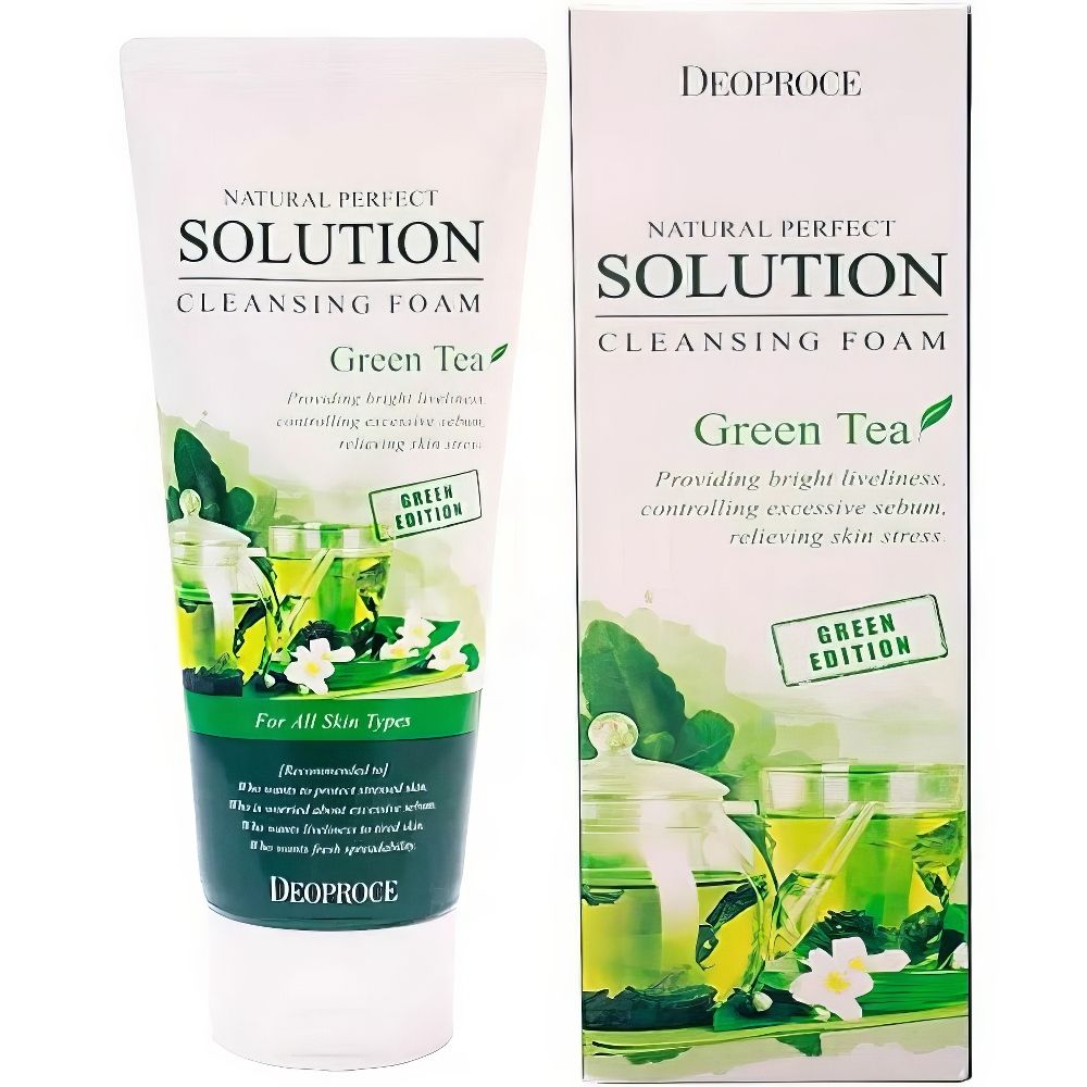Пенка Deoproce Natural Perfect Solution Cleansing Foam Green Tea для умывания, 170 мл