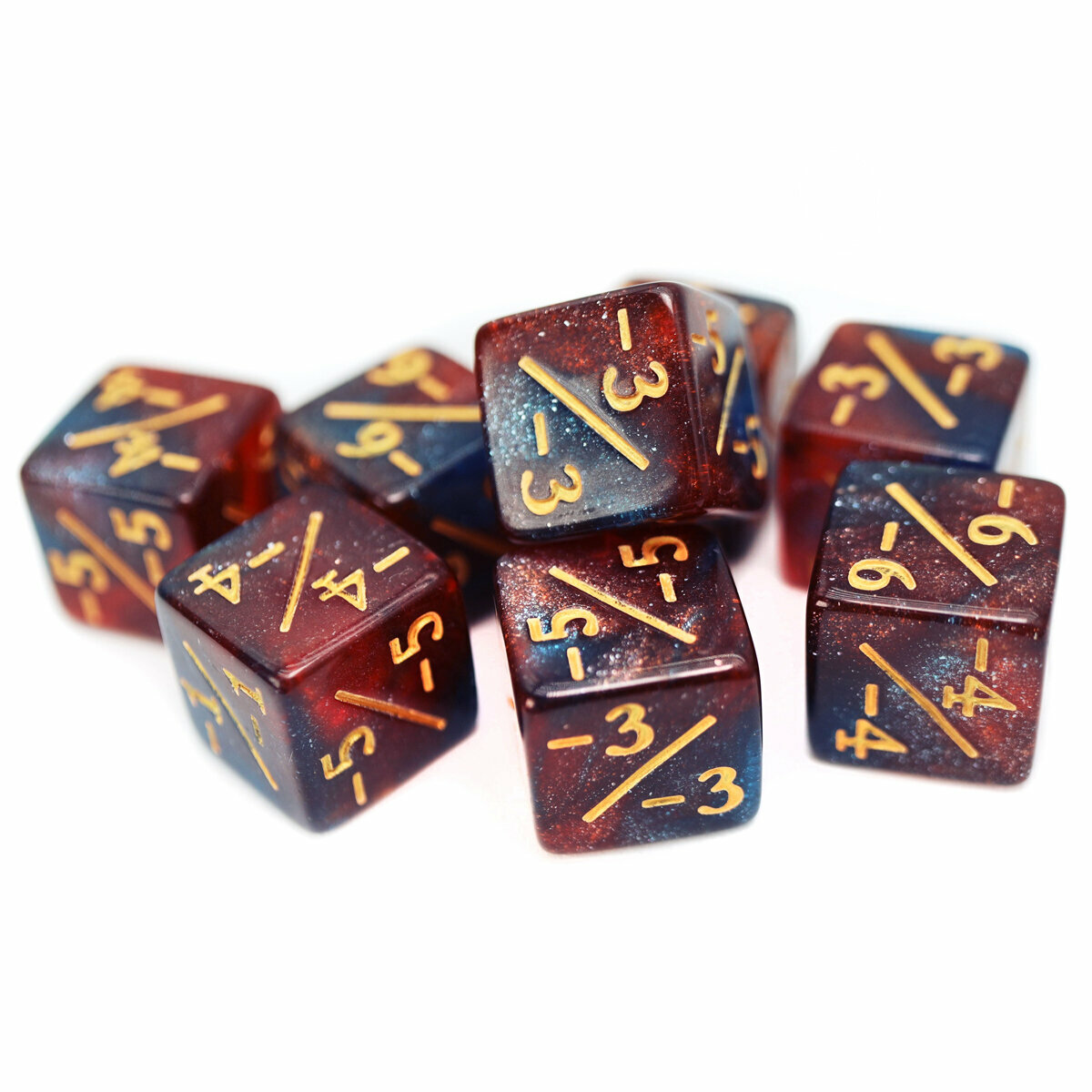 Набор кубиков каунтеров MTGTRADE счетчики выносливости Красно-синее звездное небо 10 шт