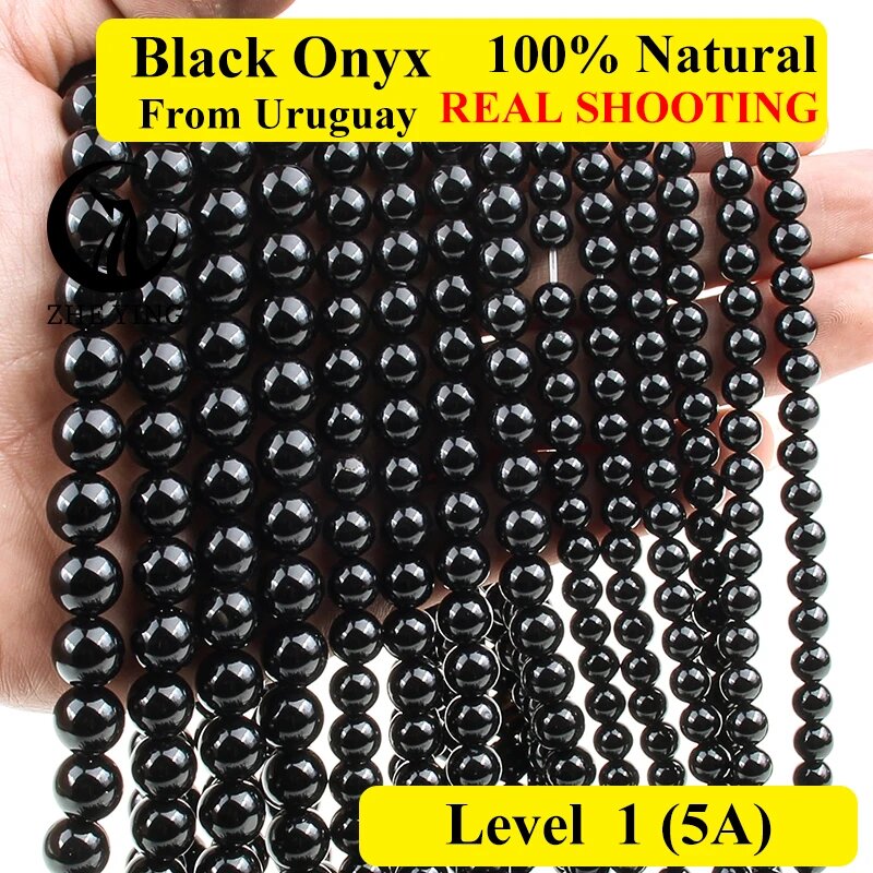 Zhe Ying Черный Турмалин Бусины Круглые 6-10 мм 8-8.5mm(43-45pcs), 25. Onyx