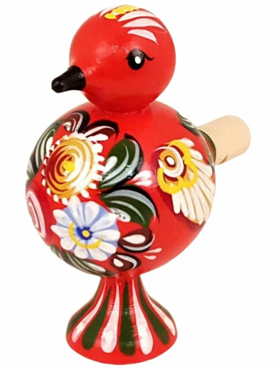 Свисток, птичка - 2, Городецкая роспись, ручная авторская работа