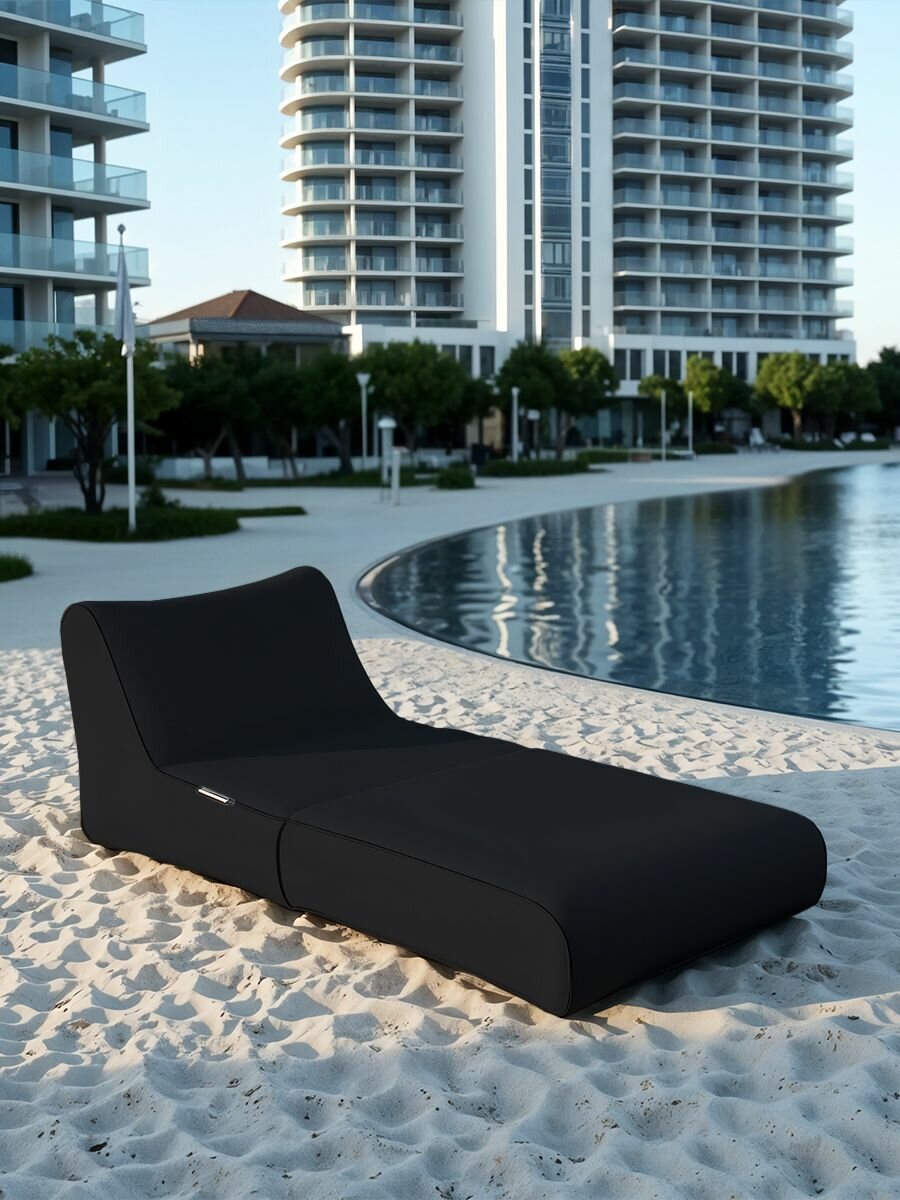 Мягкий шезлонг трансформер Conversion Lounger - Black Rock (олефин, черный) - садовая лаунж мебель для отдыха на даче