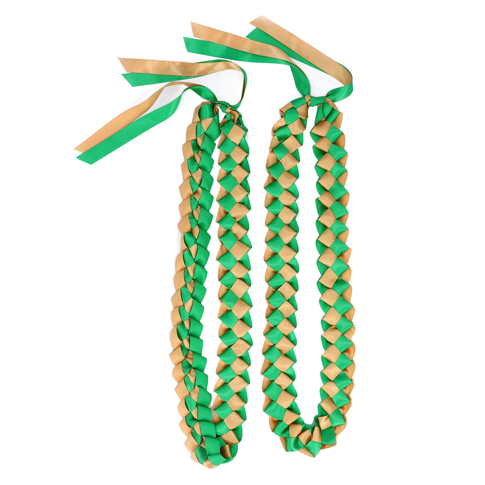 2 шт. Выпускные гирлянды из двухцветной плетеной ленты, плетеная страховочная веревка для украшения вечеринки, 120 см, зеленый/золотой