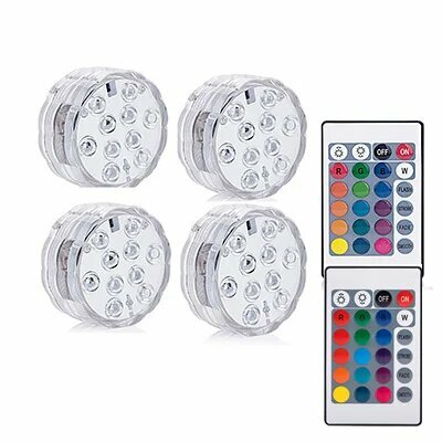 Подводный светильник RGB, 4 шт, пульт, цвет: 1
