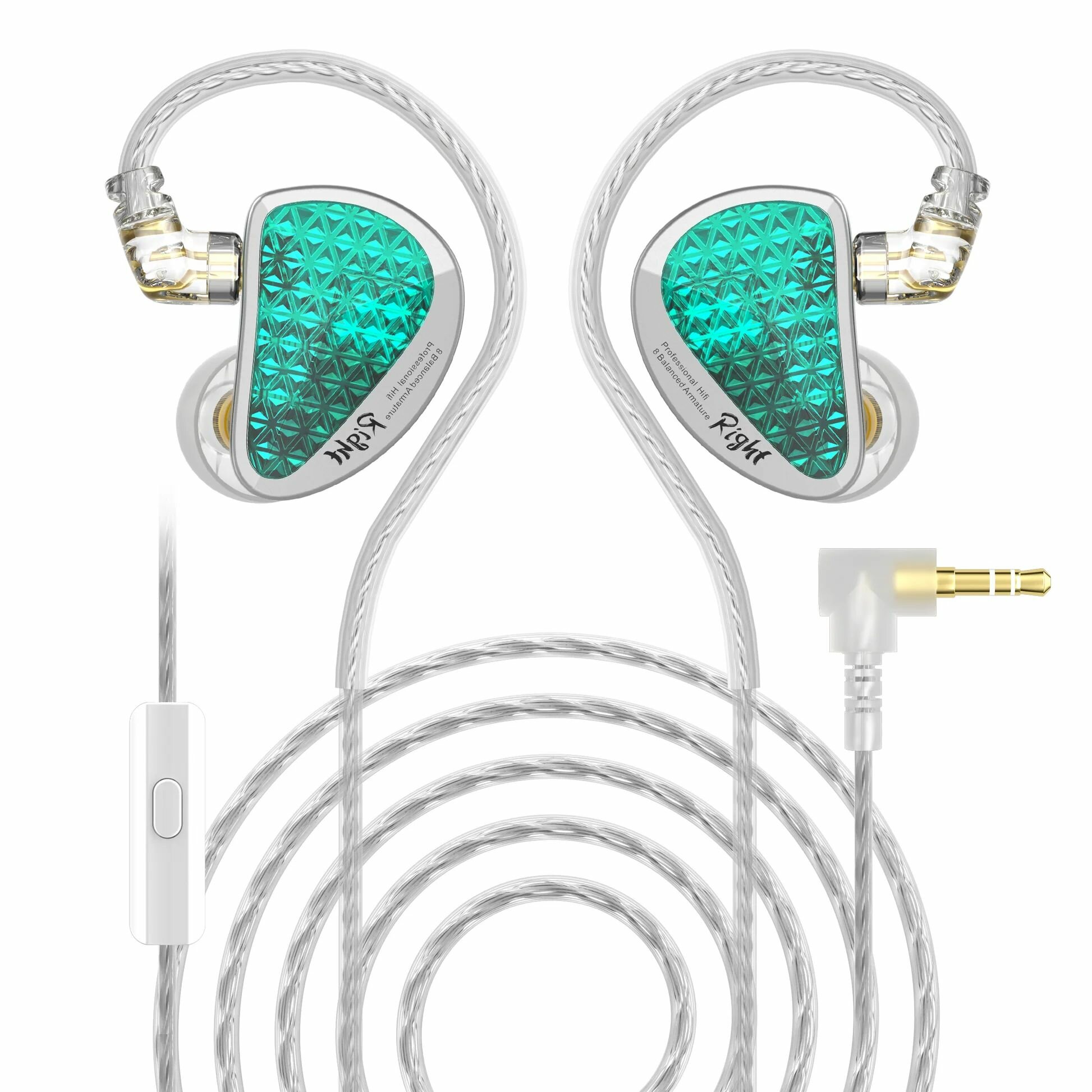KZ Acoustics AS16 Pro с микрофоном, циан, проводные наушники