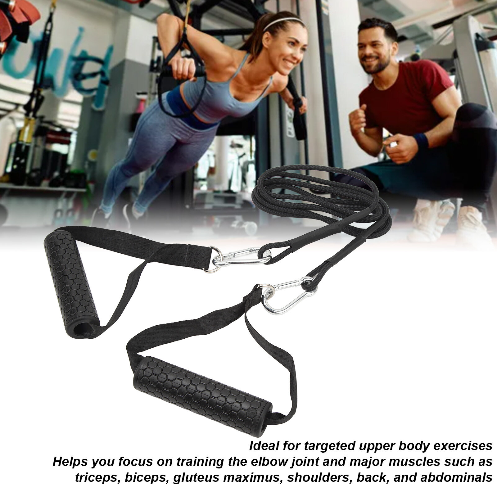 Веревка для тяги трицепса, тренажерный кабель, насадки для тренажера, длинный ремень для трицепса с 2 ручками для нескольких тренировок, фитнеса