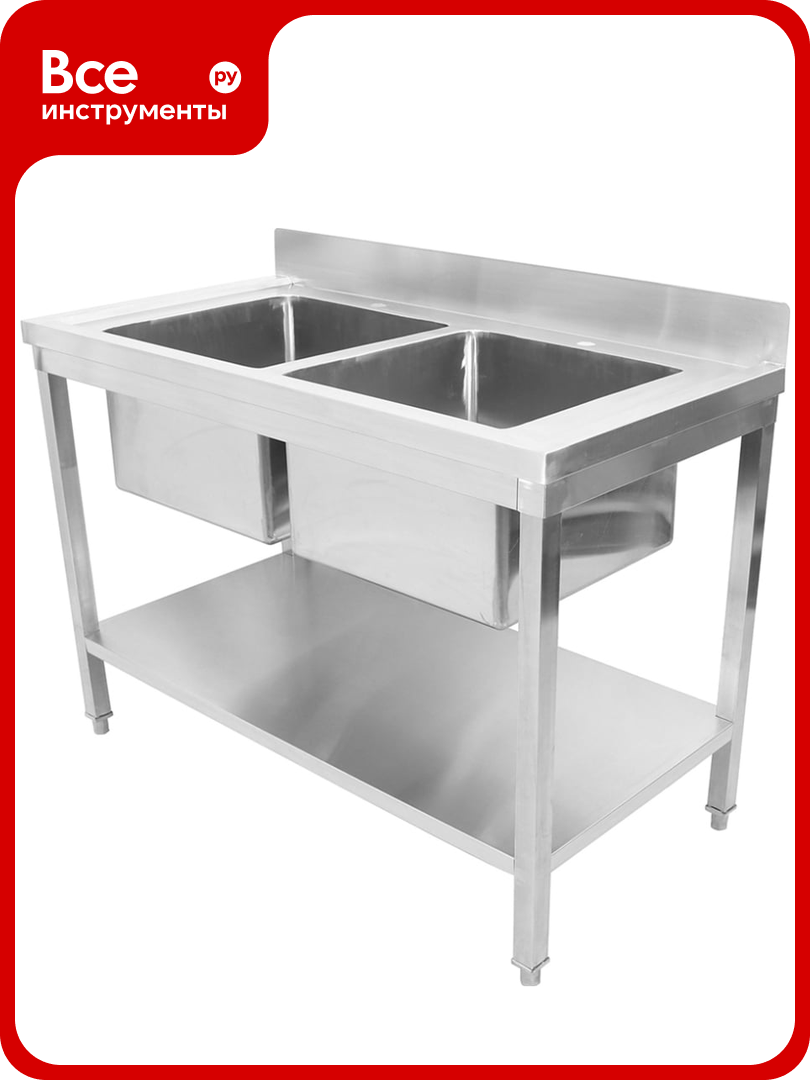 Моечная ванна Viatto Commercial с бортом, нержавеющая сталь std245a 1200x600x850 мм 167492, из нержавеющей