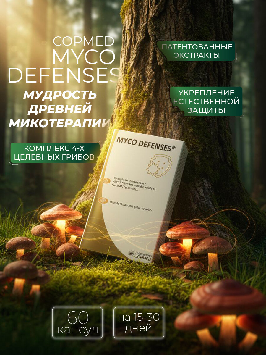Комплекс для иммунной защиты с шиитаке, майтаке и рейши, поддержка организма / COPMED MYCO DEFENSES