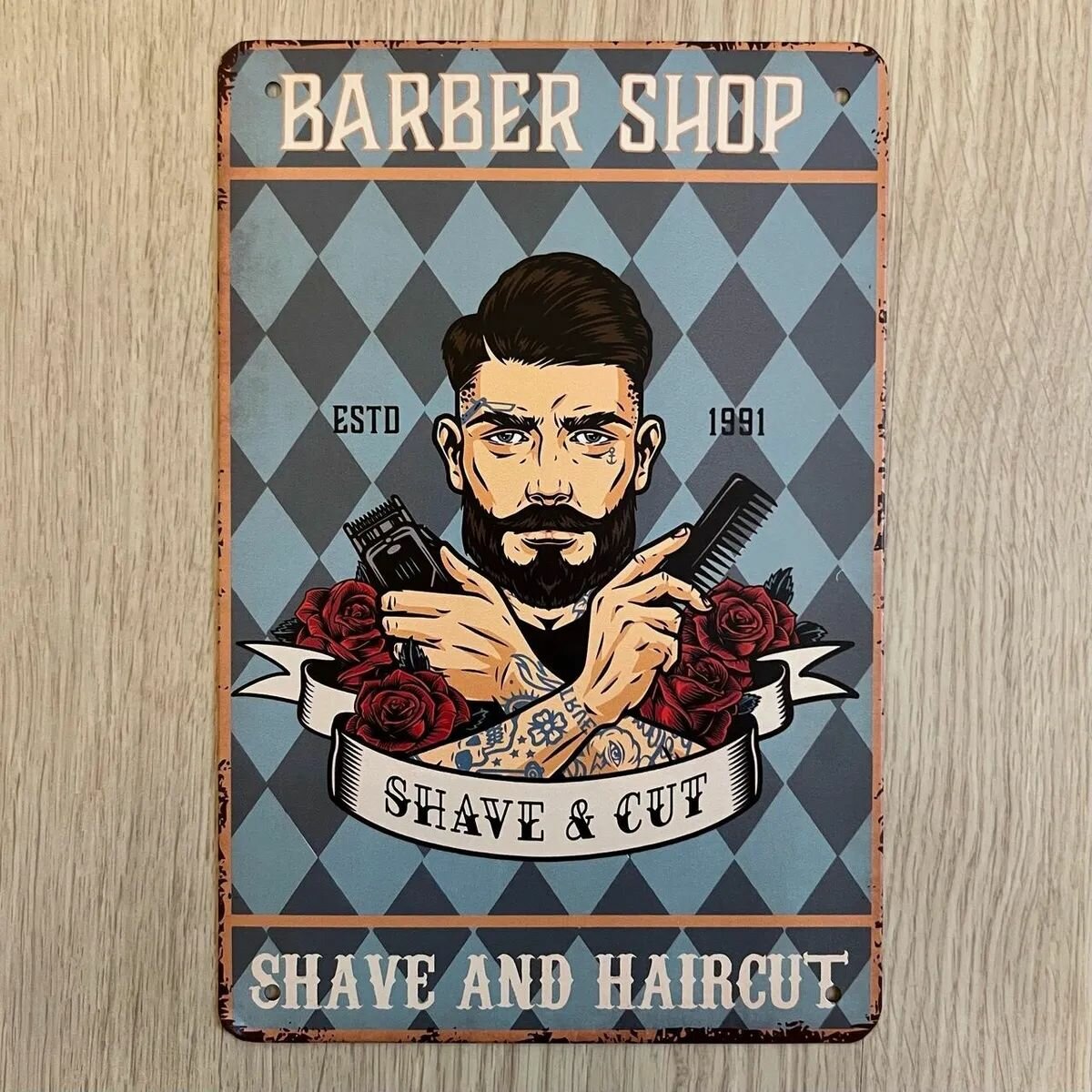 Табличка металлическая интерьерная Barbershop Барбершоп
