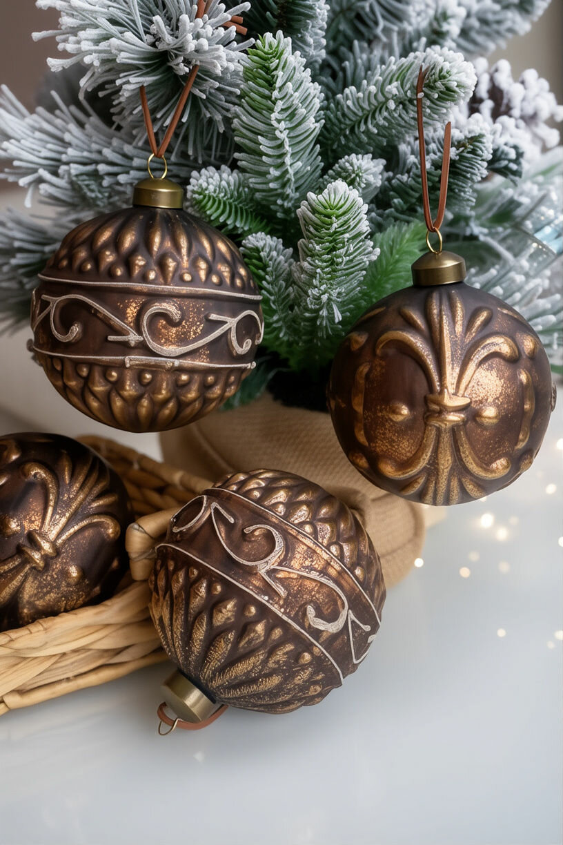 Набор ёлочных шаров 'бронзовый ШИК', стекло, 10 см, 4 шт, Винтер Деко (Winter Deco) 4060364