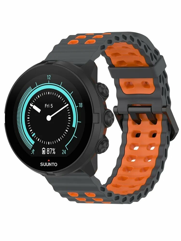 24 мм Двухцветный силиконовый ремешок для For Suunto 9 Baro 7 D5 Spartan Sport Wrist HR Спортивный браслет