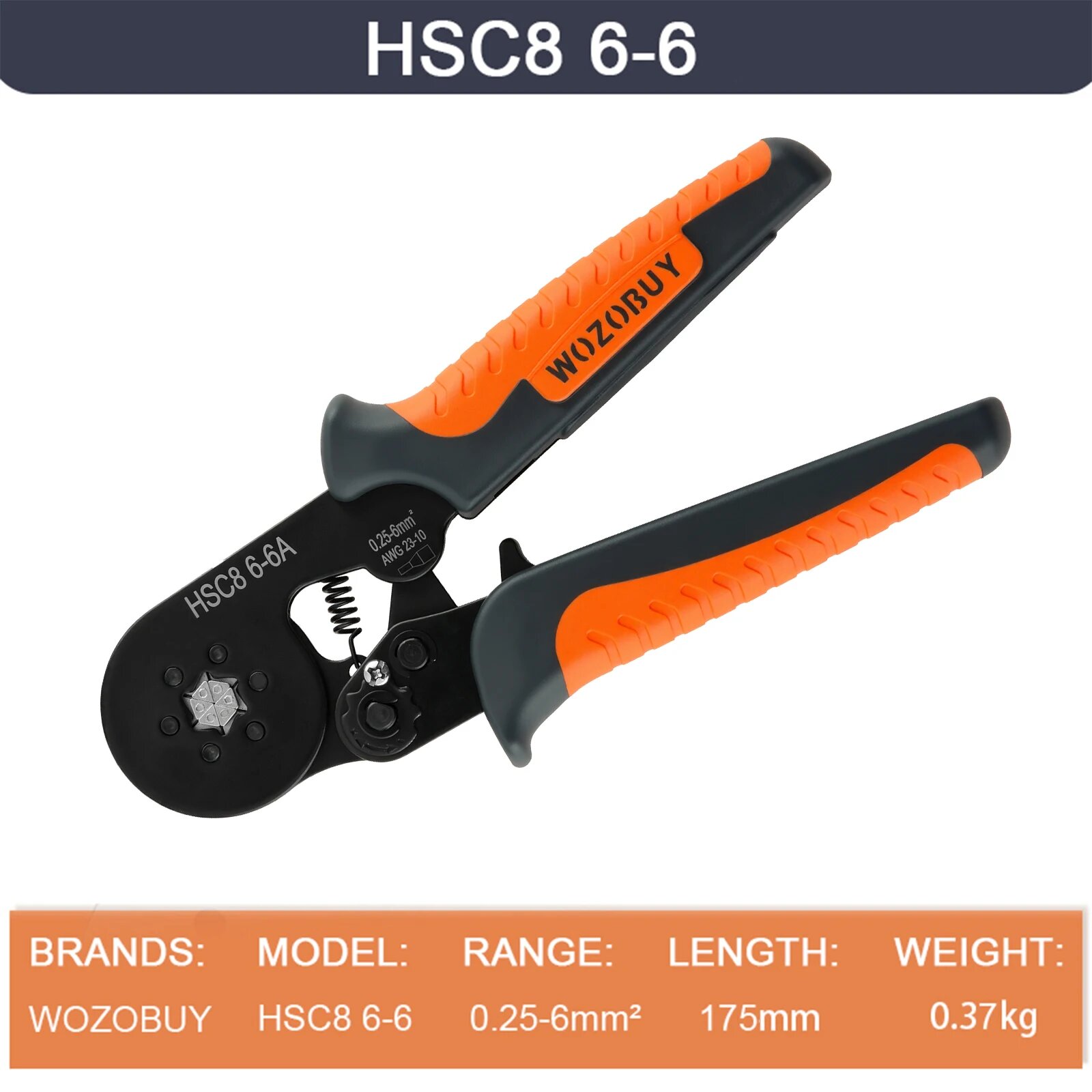 Инструмент для обжима HSC8 6-6, 0.25-6mm², 175mm, 0.37kg