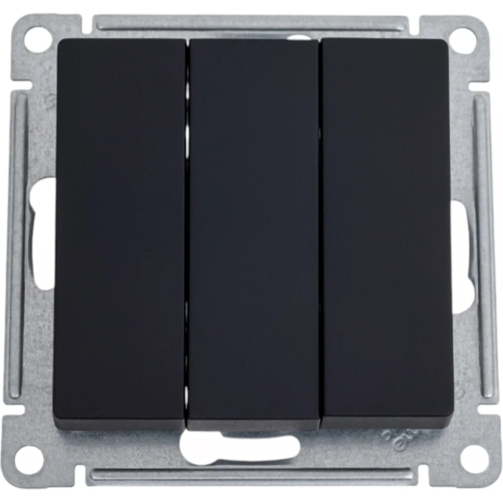 3-клавишный выключатель Systeme Electric AtlasDesign Карбон сх.1+1+1, 10АХ, механизм