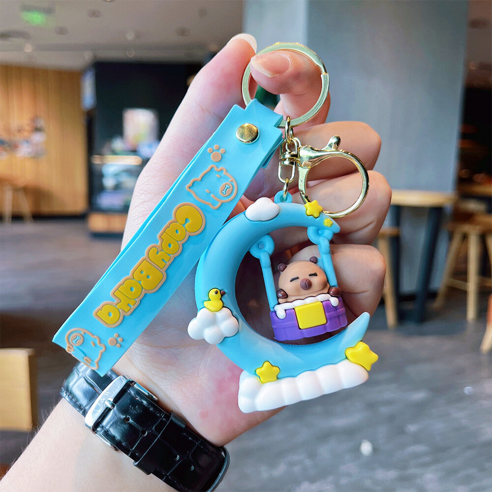 Креативный брелок с мультяшной капибарой, милый и очаровательный кулон с мультяшной капибарой, брелок для сумки или сумки, кукла, милый кулон с капибарой для купания.