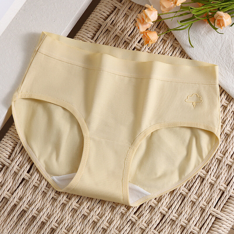 Простое женское антибактериальное белье средней посадки, класс А, чистое хлопковое белье для девочек, однотонное белье больших размеров, полностью хлопковое треугольное белье