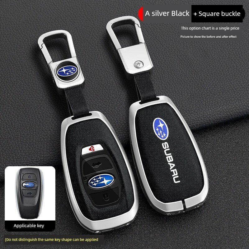 Чехол для ключей Subaru (XV, Forester, Outback, Legacy, BRZ) из высококачественной кожи с металлической застежкой