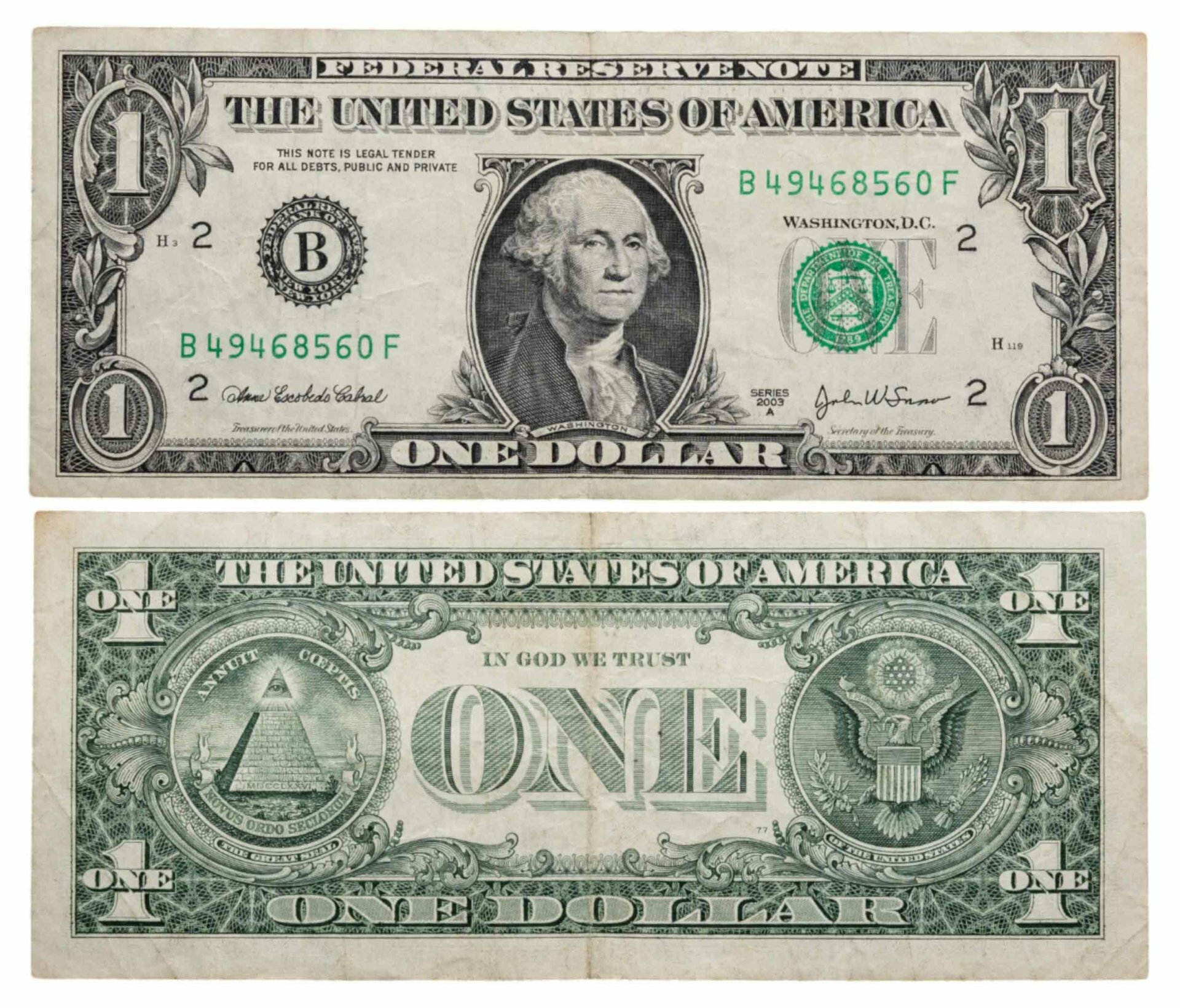 США 1 доллар 2003А Pick 515b B -Нью Йорк