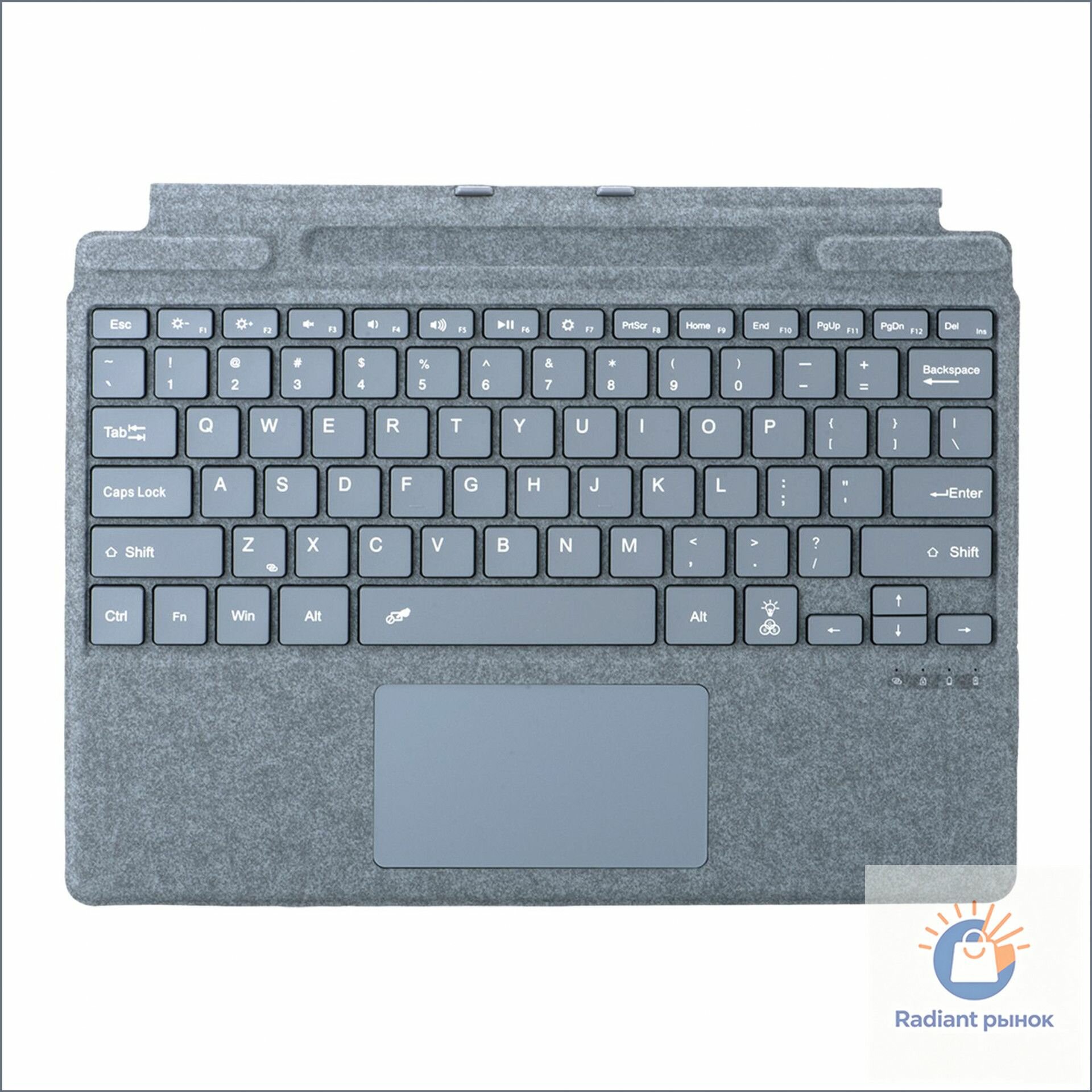 Синий Bluetooth-клавиатура для Microsoft Surface Pro 8/9/10/11/X с подсветкой 7 цветов и сенсорной панелью