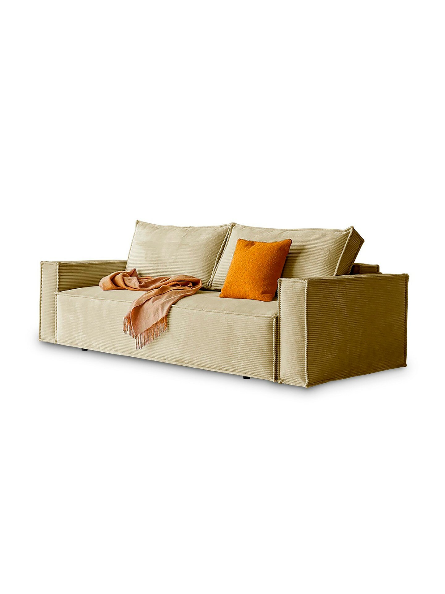 Диван Софт 3 Cilium Cream NOW 240x94x80 см, бежевый Вельвет, еврокнижка Фиеста — фото 1