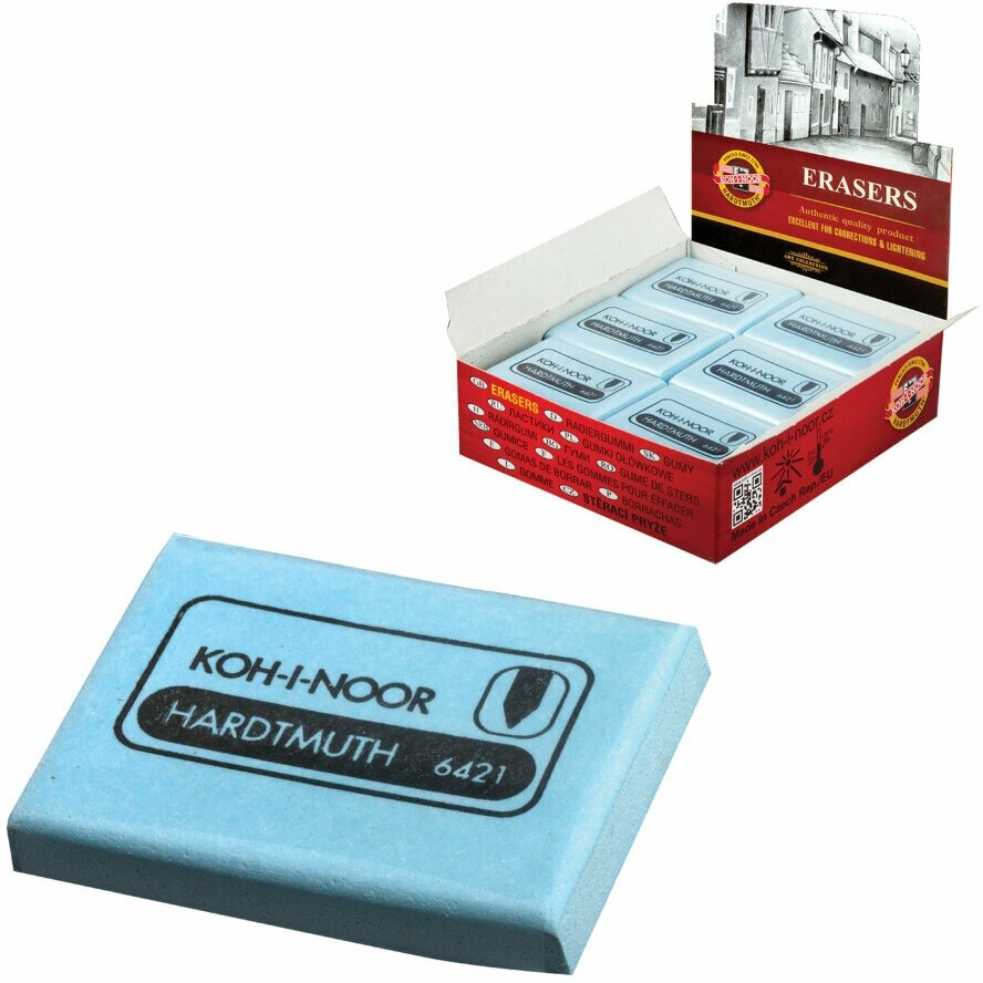 Ластик-клячка художественный KOH-I-NOOR, 47x36x10 мм, мягкий, голубой, 6421018009KD, 225387