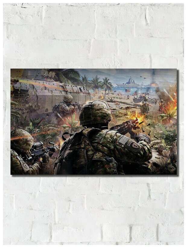 Картина интерьерная на дереве, размер 47х30, сосновая плита игра Heavy Fire Red Shadow - 11055 Г