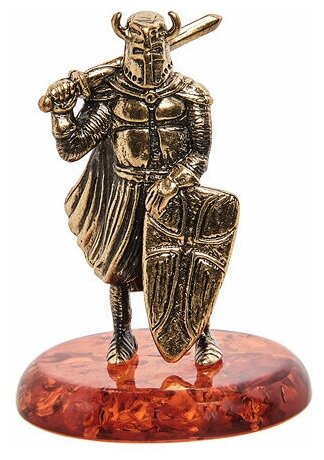 Фигурка Рыцарь с щитом (латунь, янтарь) AM-1937 113-705808