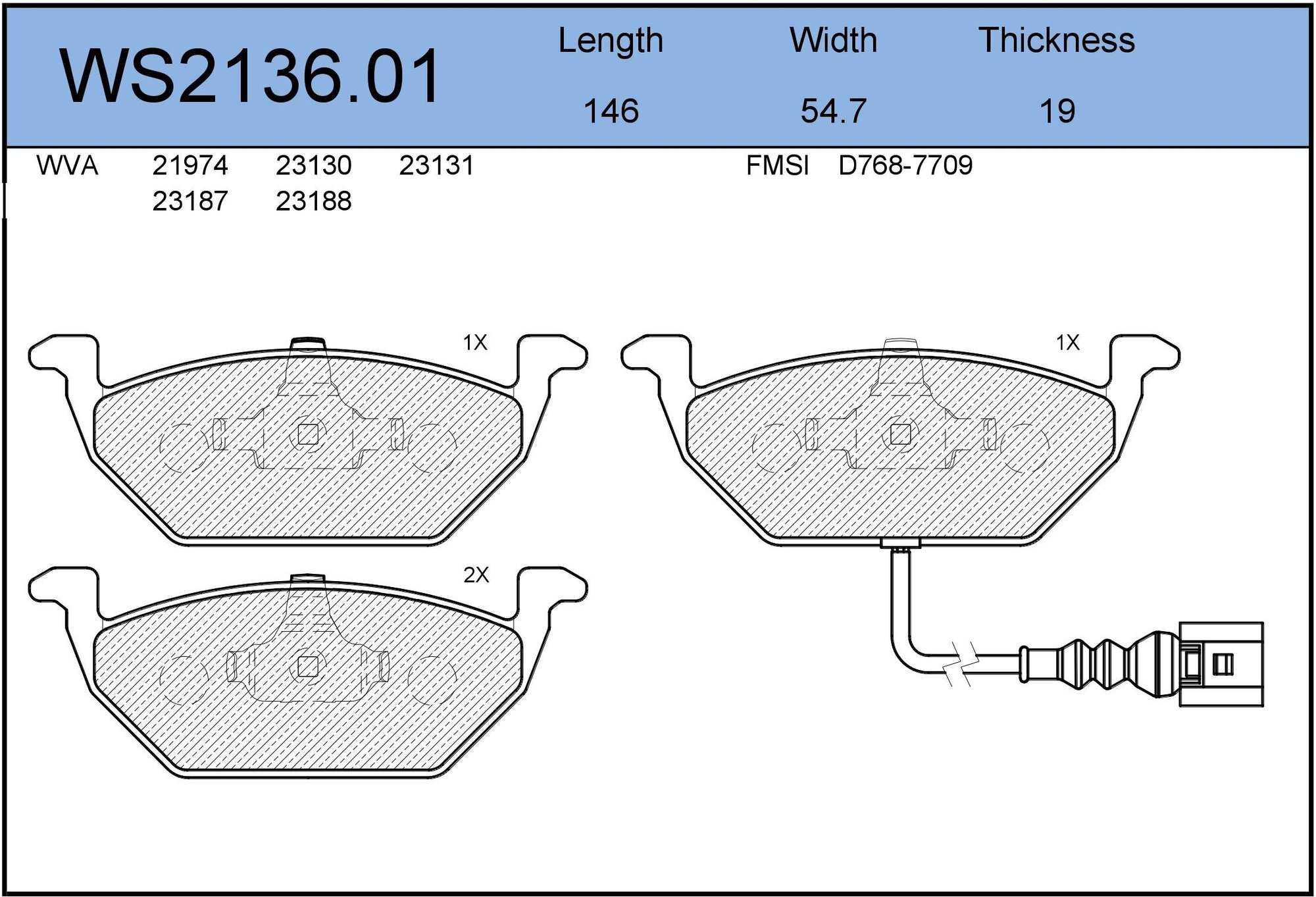 Колодки тормозные дисковые перед JEENICE WS2136.01