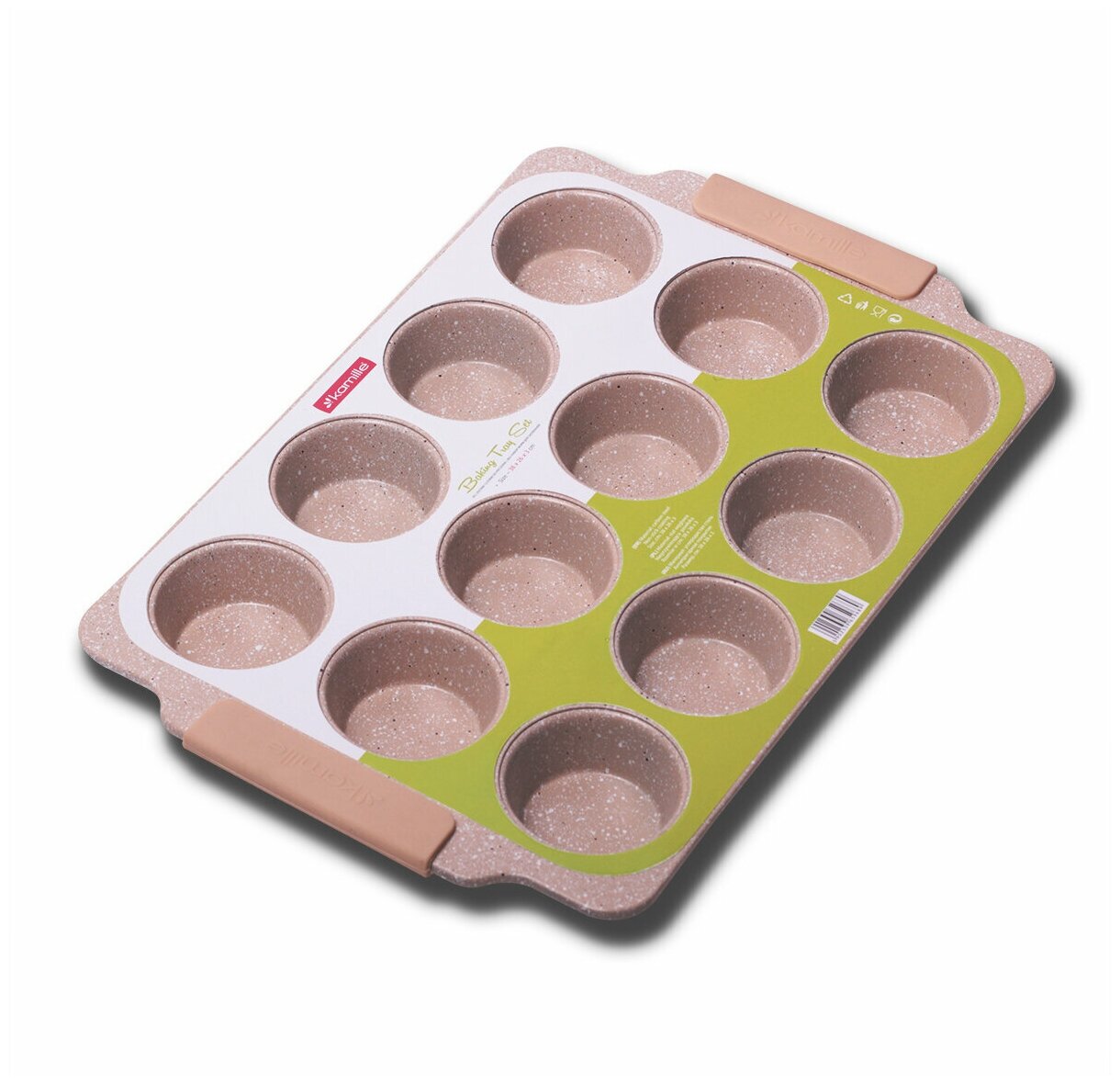 Форма для запекания 38*26*3см из углеродистой стали с 6 отделениями (серый и бежевый мрамор) KAMILLE