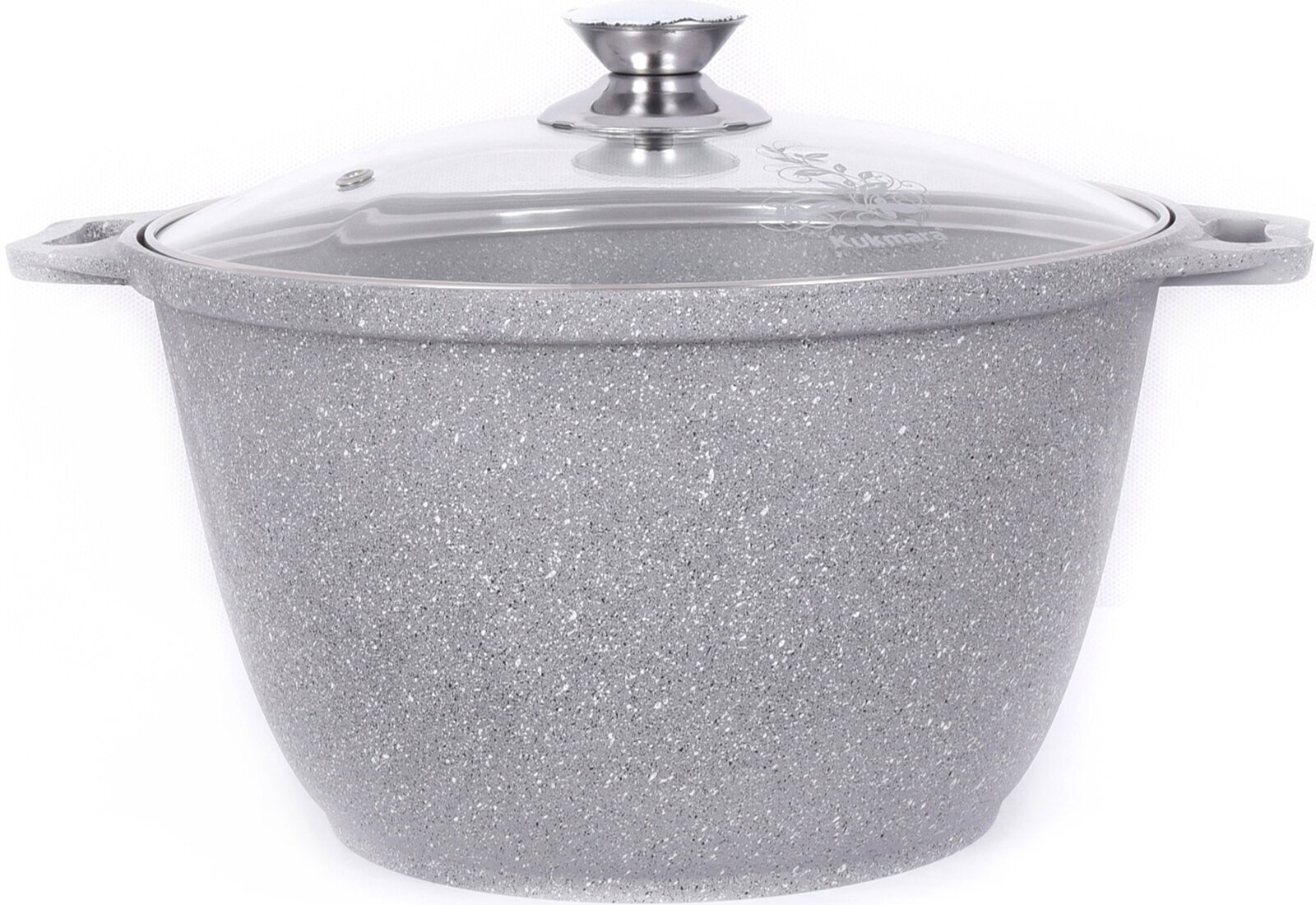 Кастрюля Kukmara 4 л, покрытие Мрамор светлый, литой алюминий, со стеклянной крышкой 24см, кмс42а