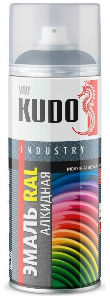 Эмаль универсальная высокопрочная индустриальная алкидная глянцевая KUDO RAL 7001 серебристо-серый KU-07001