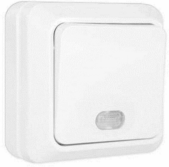 Выкл. 1-клав. с подсвет. UNIVersal «Олимп» О/П белый 10А 220В