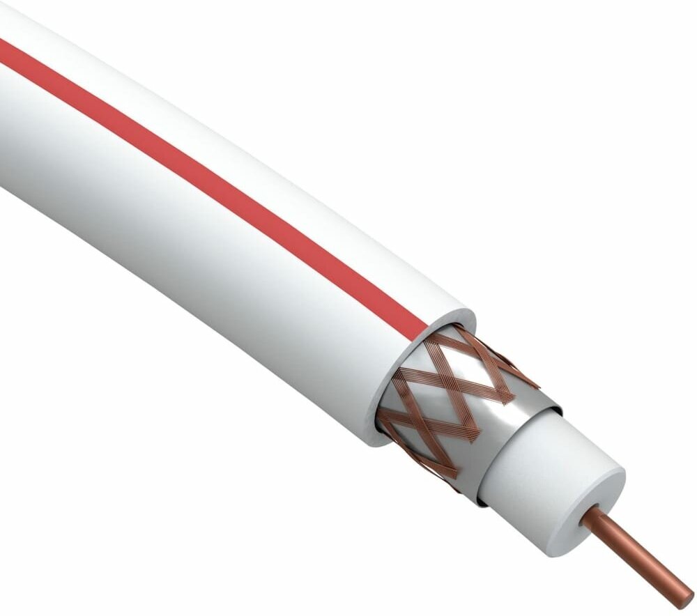Коаксиальный кабель ЭРА SAT 50 М, 75 Ом, Cu/(оплётка Cu 75), PVC, цвет белый, бухта 20 м, Б0044619
