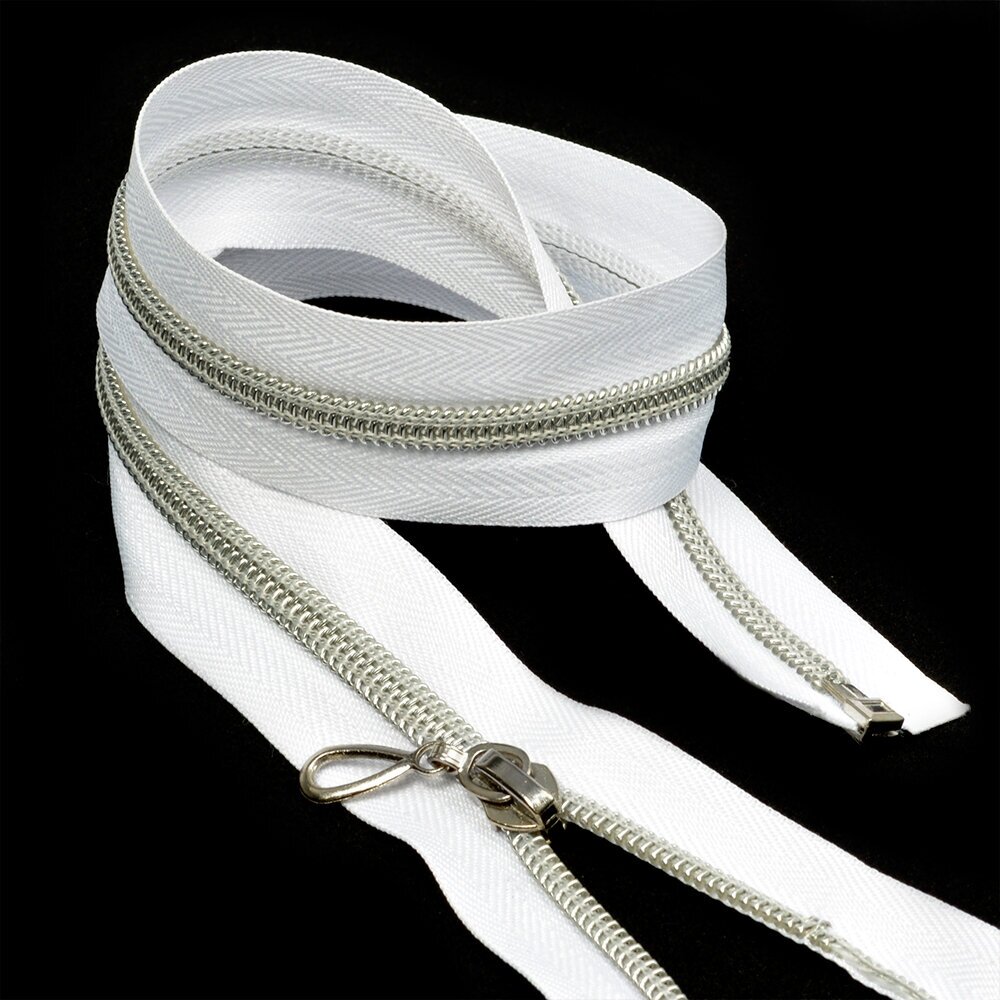 Молния MaxZipper пласт. №5 декор. 75см замок N-5127 цв. БЕЛ/СЕР уп.50шт